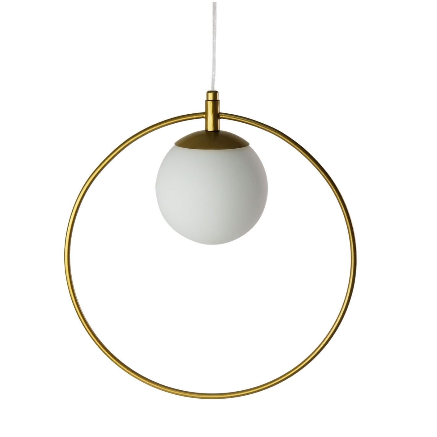 Pendente Moderno Círculo Dourado e Globinho Branco - Ring Studio Casa ...