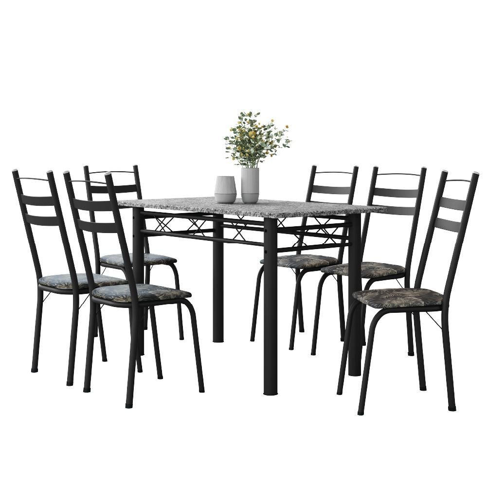 Conjunto de Mesa Sala de Jantar Leia com 6 Cadeiras Tubular Granito 1 ...