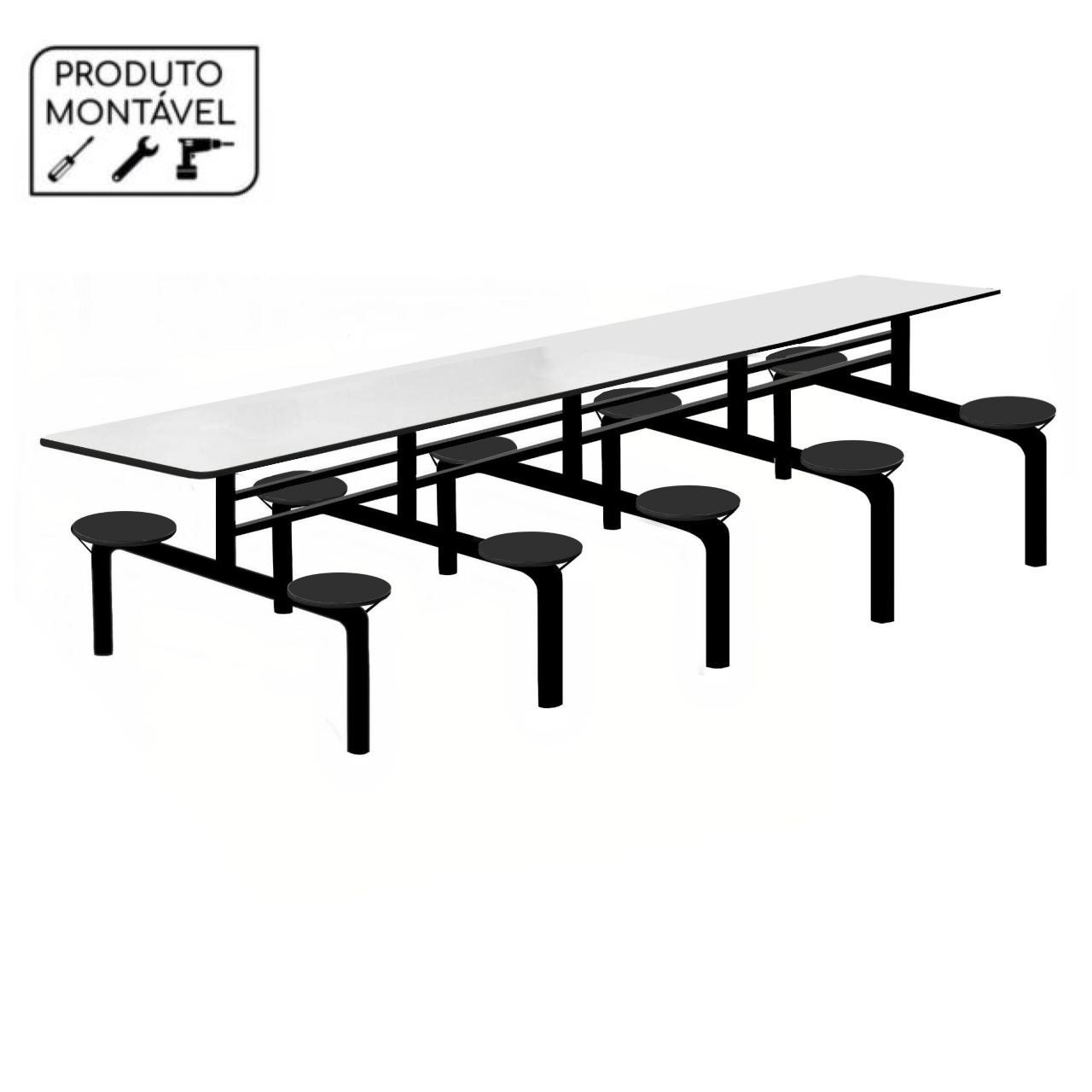 Mesa p/ Refeitório Fixo 10 Lugares MDF BRANCO DE 25 MM ART 50046 ...