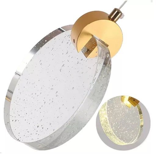 Pendente Lua Redondo De Cristal Vidro Com Bolhas Dourado | MadeiraMadeira
