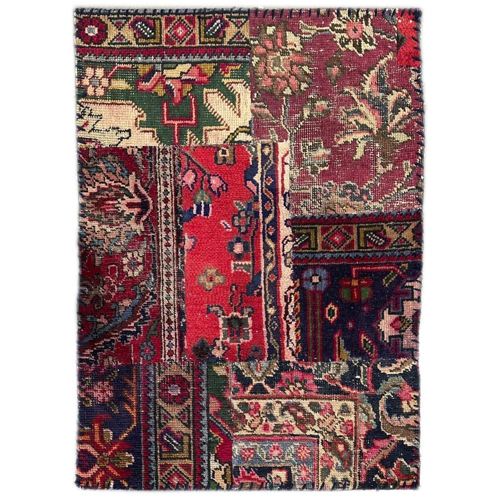 Tapete Clássico Persa Iraniano Patchwork Vermelho 0,62x0,82m ...