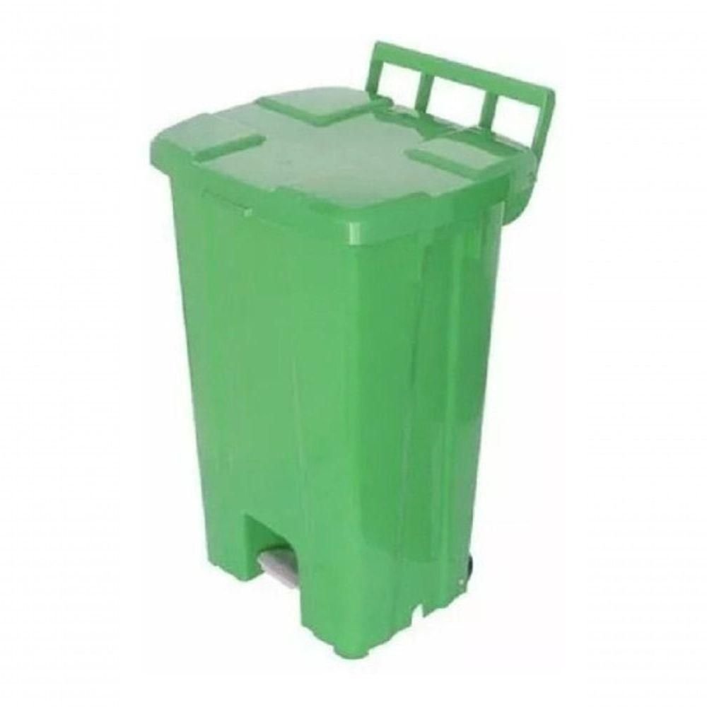Cesto Lixeira com Rodas e Pedal 100l Marca Jsn Verde | MadeiraMadeira