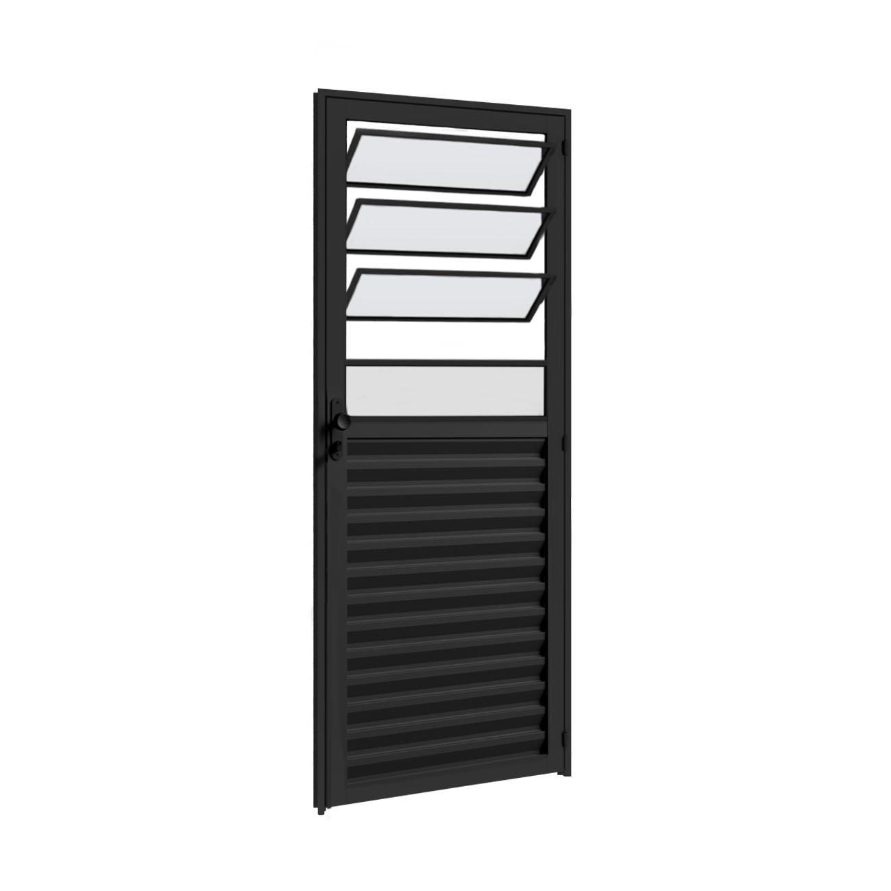 Porta Giro Laminada com Basculante em Aluminio Preto:850(l) X 2100(a) X ...