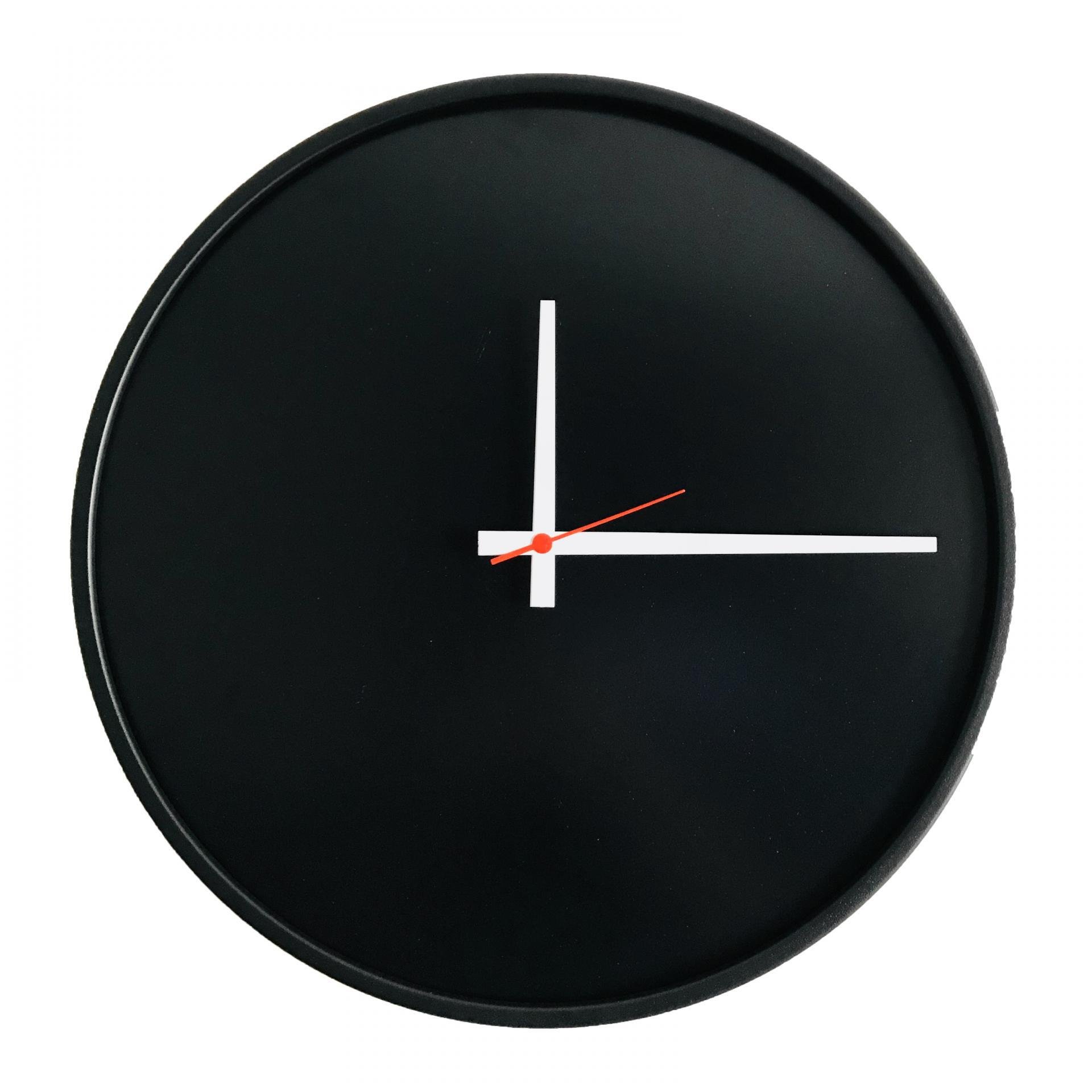 Relógio Round Preto Mostrador Preto Ponteiro Branco 40 Cm | MadeiraMadeira