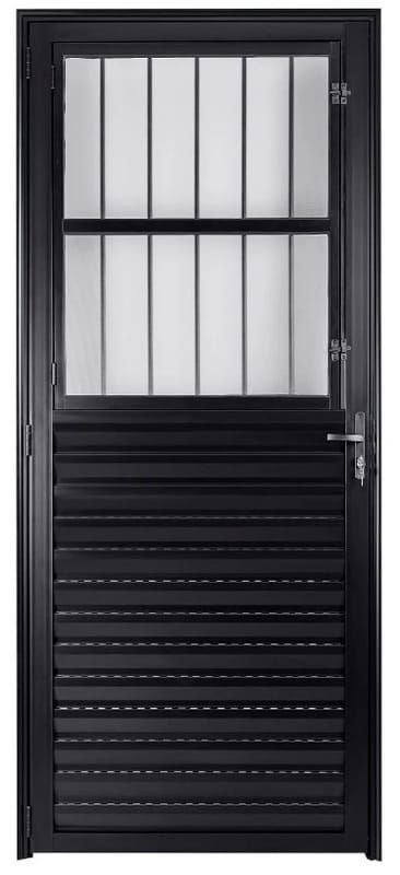 Porta de Aluminio Postigo Linha Premium:2,10 X 0,80/direita/preto ...