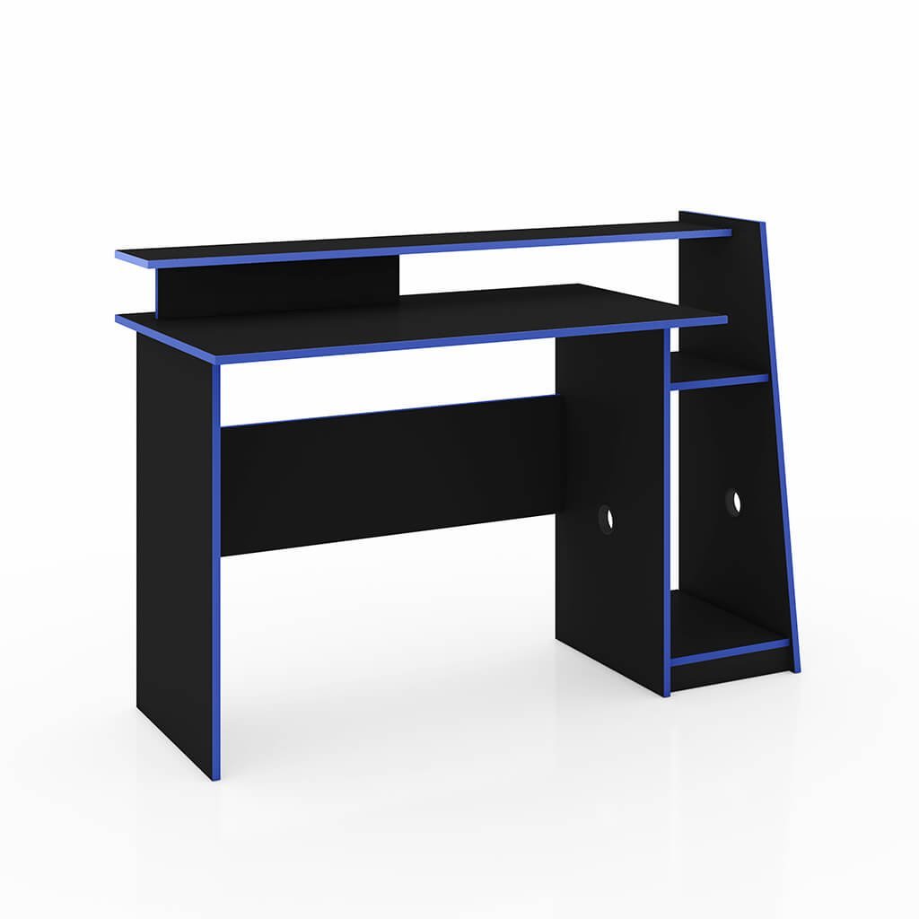 Mesa Gamer Evolution Preto e Azul | MadeiraMadeira