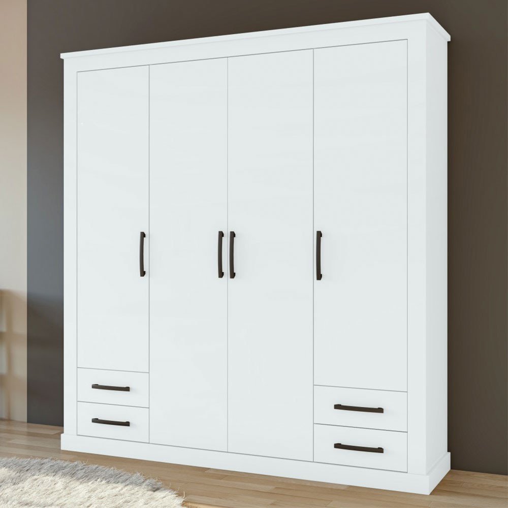 Guarda Roupa 4 Portas 4 Gavetas Rustic Clean Móveis Lopas | MadeiraMadeira