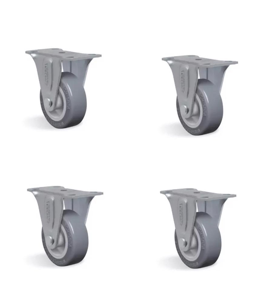 Rodízio Cinza Fixo com Placa Fl210 - 4 Unid | MadeiraMadeira