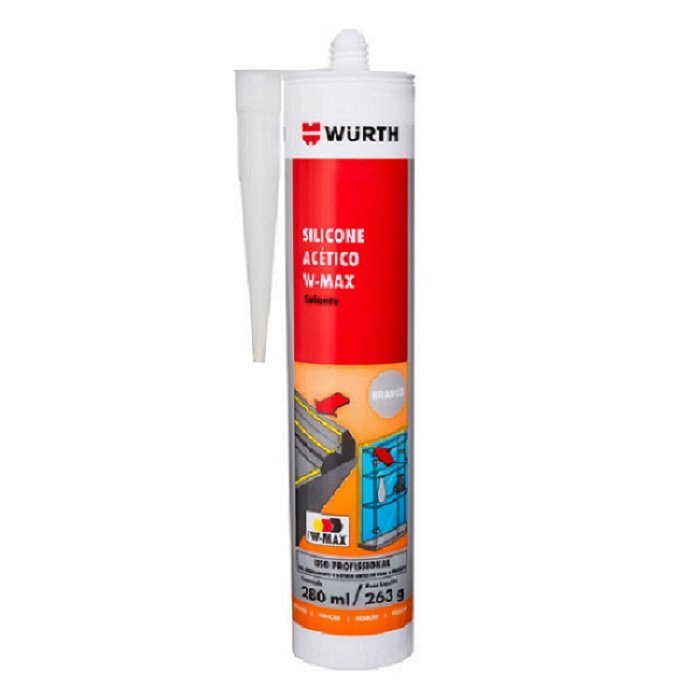 Adesivo Silicone Acetico Branco 264G W-MAX WURTH | MadeiraMadeira