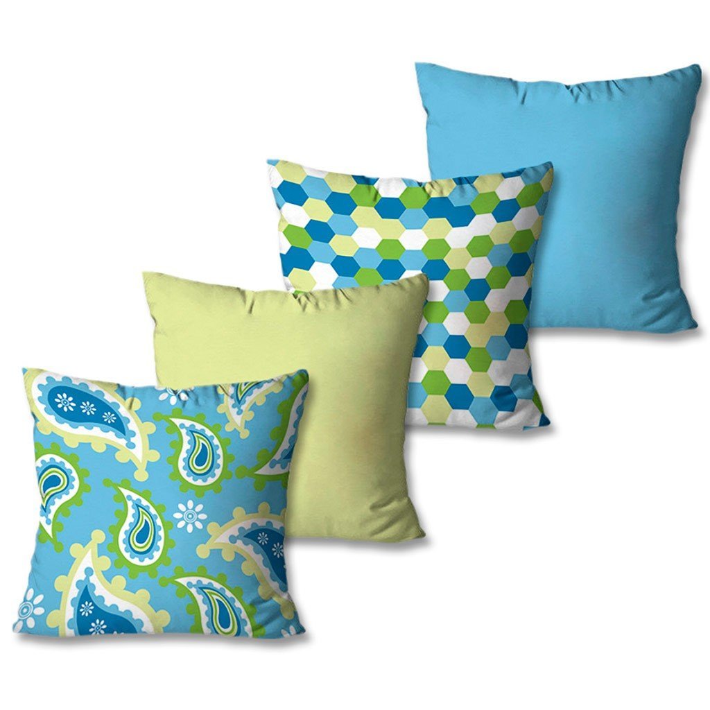 Kit com 4 Capas de Almofadas Decorativas Vírgula Azul e Verde ...
