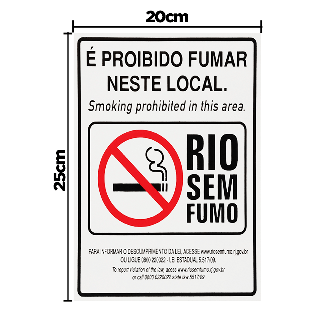 Combo 10 Placas De Sinalização É Proibido Fumar Neste Local Rio Sem ...