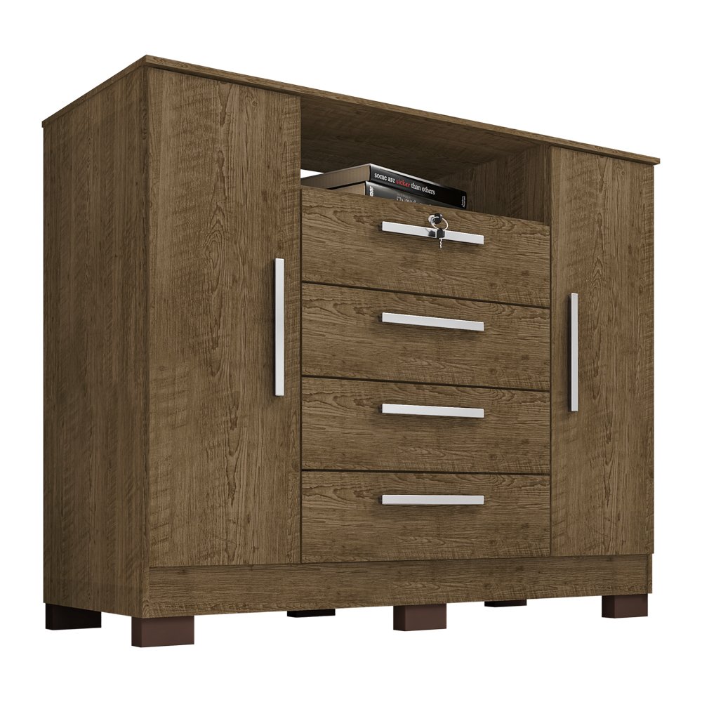 Cômoda Rack Madri 2 Portas 4 Gavetas Incorplac Cor Malbec | MadeiraMadeira