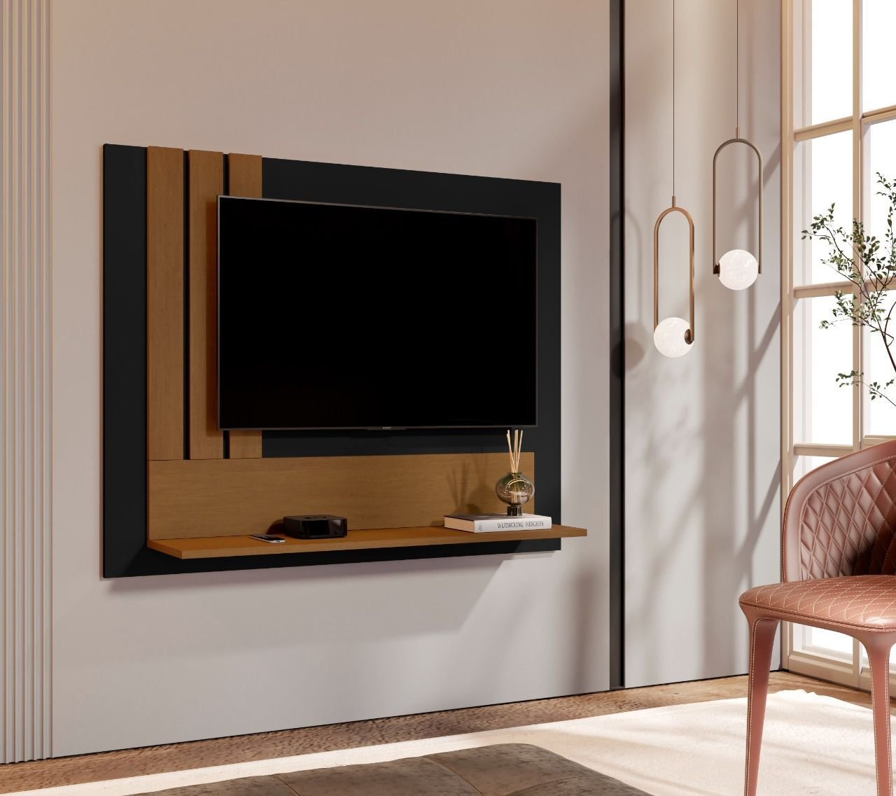Painel Tv 43 Polegadas 5119 Cor Preto / Nature - Comprar Moveis em Casa | MadeiraMadeira