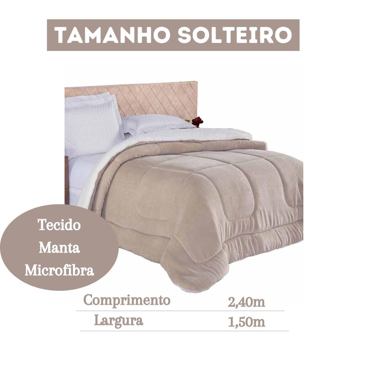 Edredom Solteiro Bege Com Sherpa Coberdron Fofinho Cobertor ...