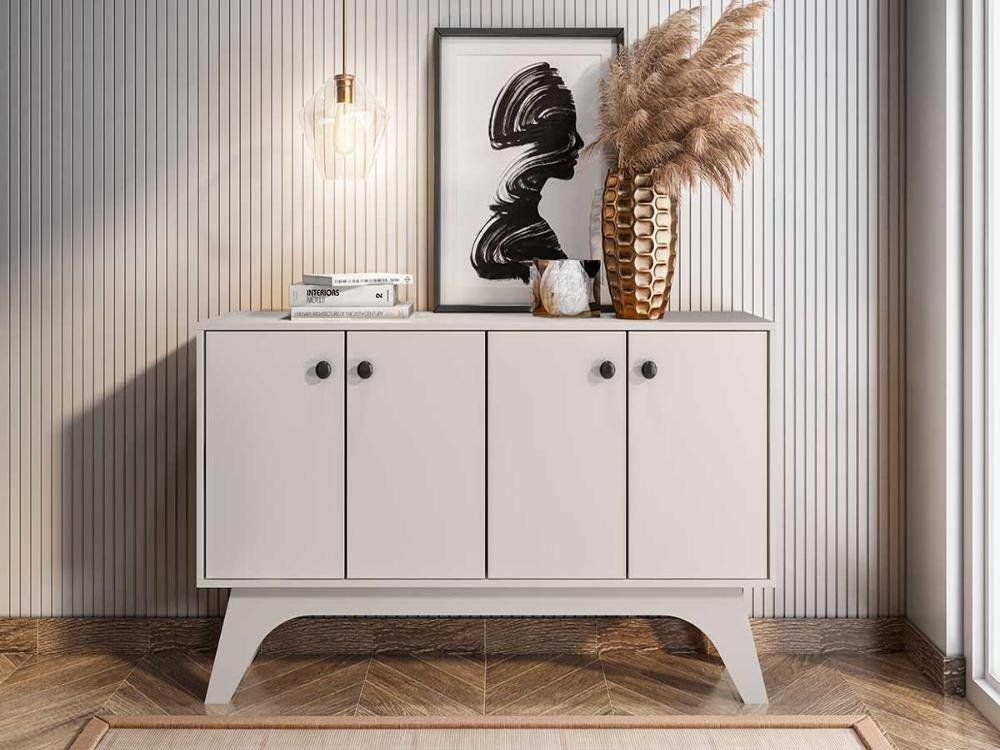 Balcão Buffet 4 Portas Livia MDF Cor Off White New Ceval | MadeiraMadeira