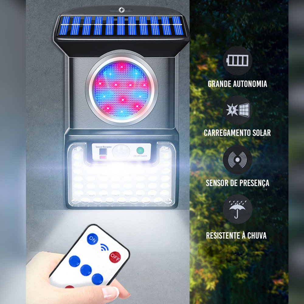 Luminaria Solar Spot Sensor de proximidade Led Controle 4 modos ...