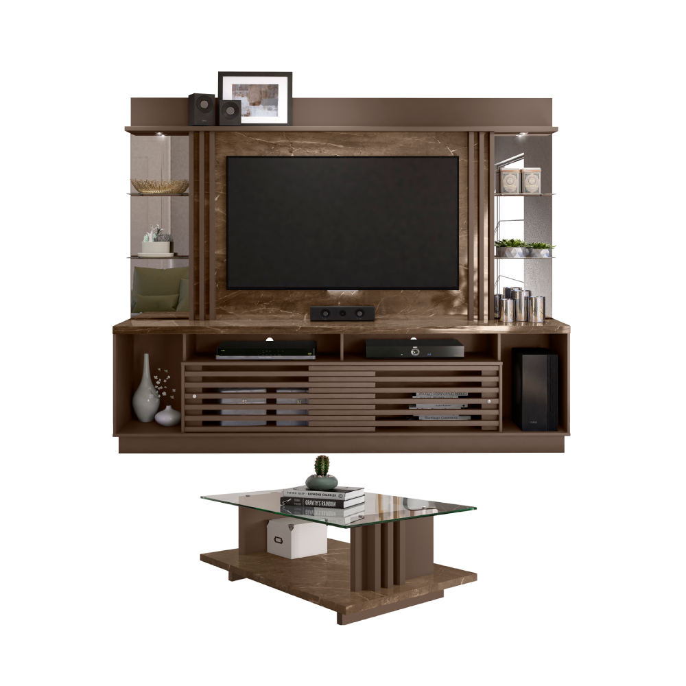 Conjunto Home Theater e Mesa de Centro Michael Imperial Sépia ...