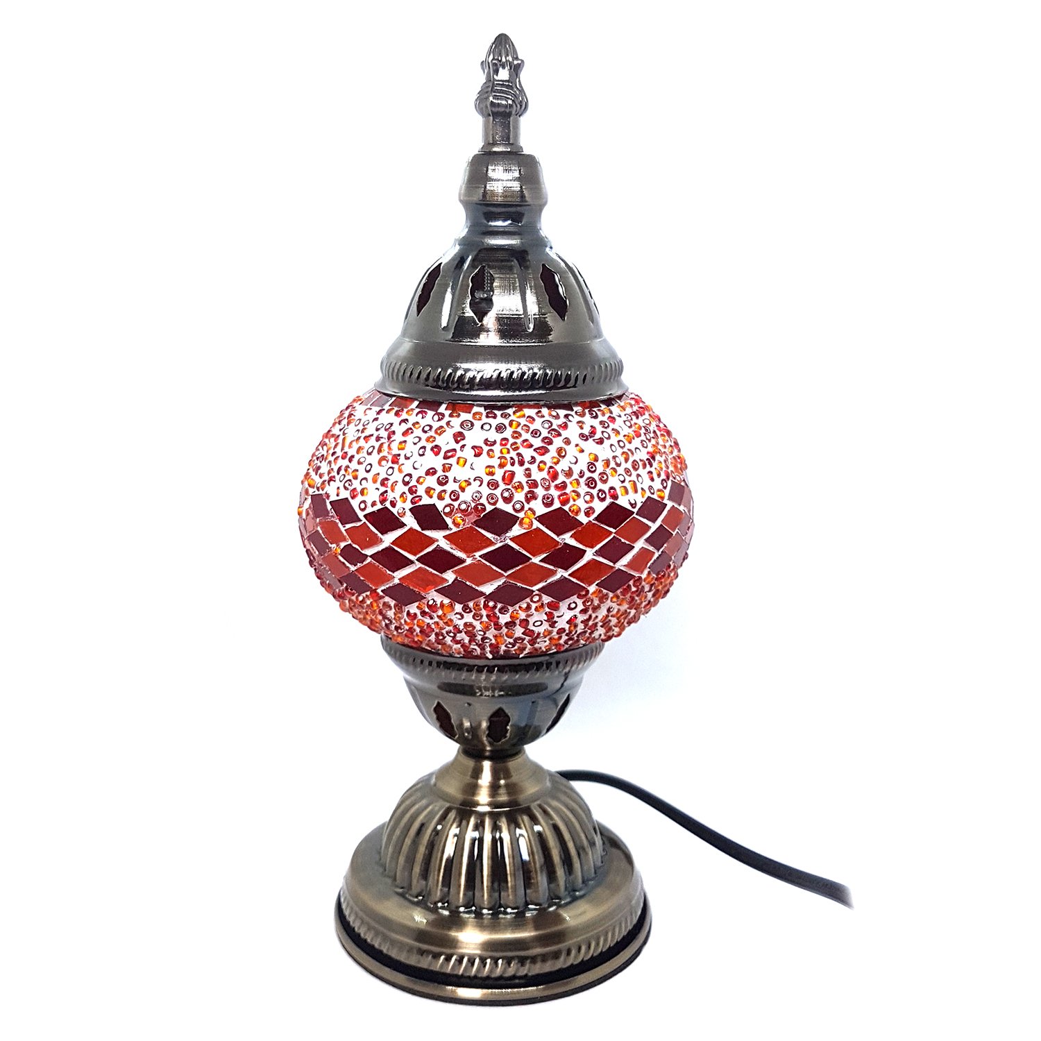 Abajur Turco Mosaico Metal Vidro Vermelho Bivolt 28 cm MC2 | MadeiraMadeira