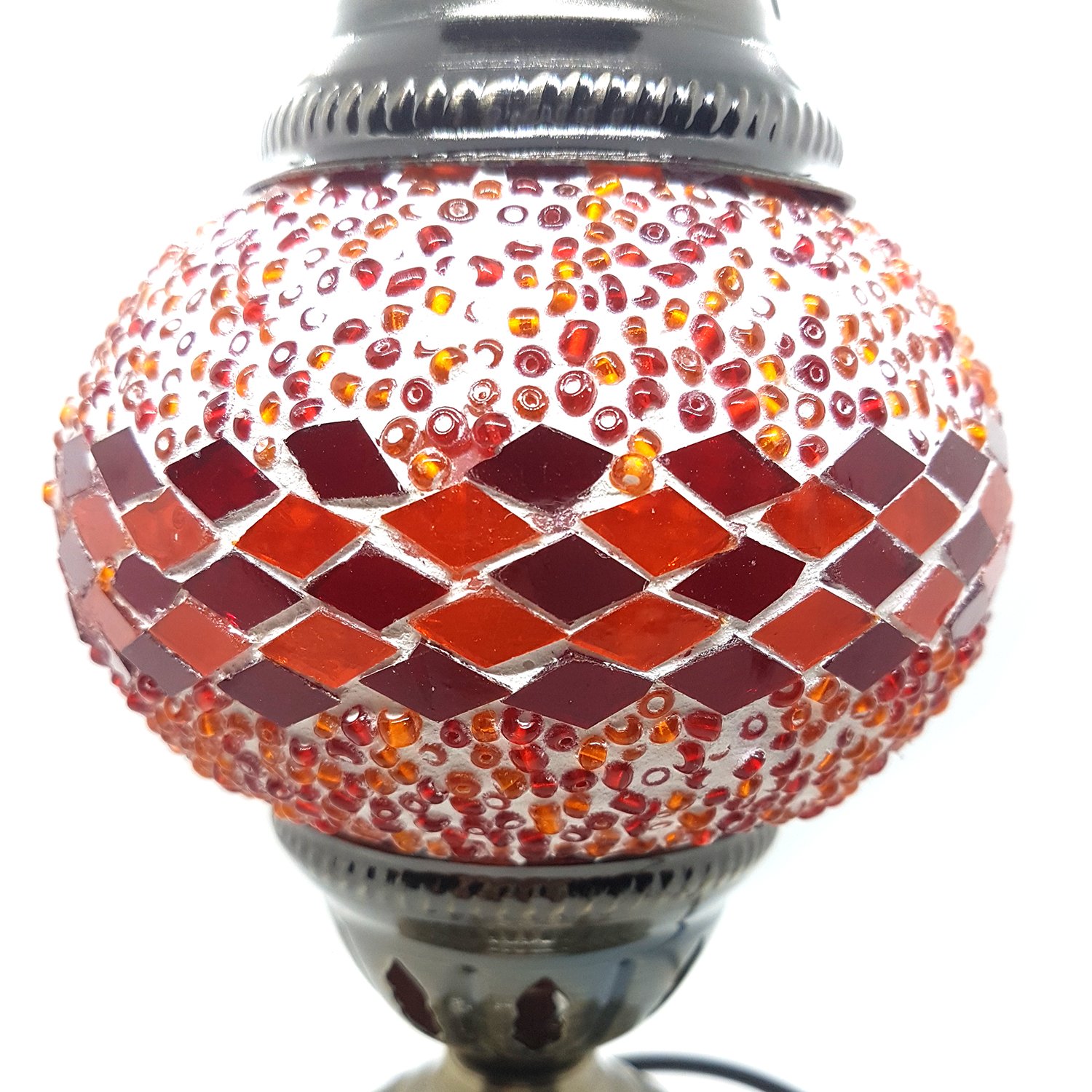 Abajur Turco Mosaico Metal Vidro Vermelho Bivolt 28 cm MC2 | MadeiraMadeira