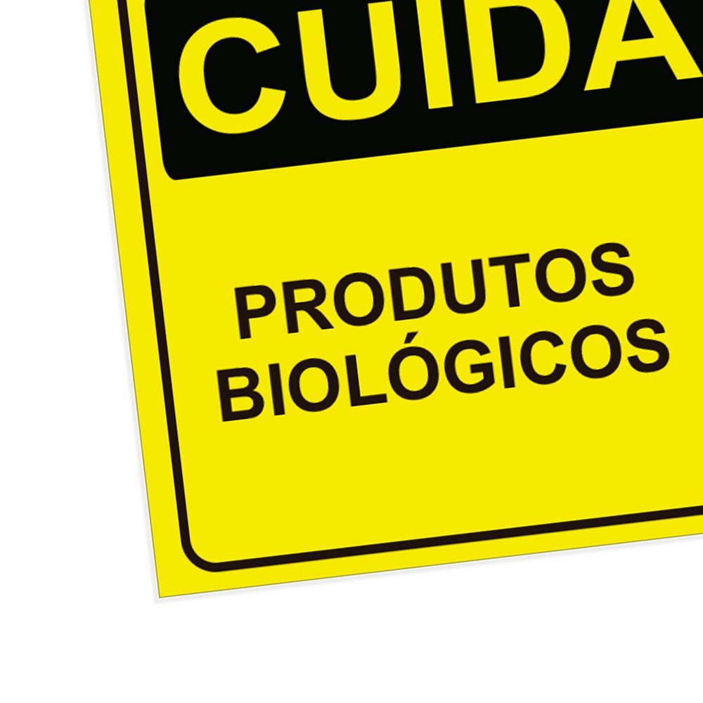 Placa de Sinalização Cuidado Produtos Biológicos em Pvc | MadeiraMadeira