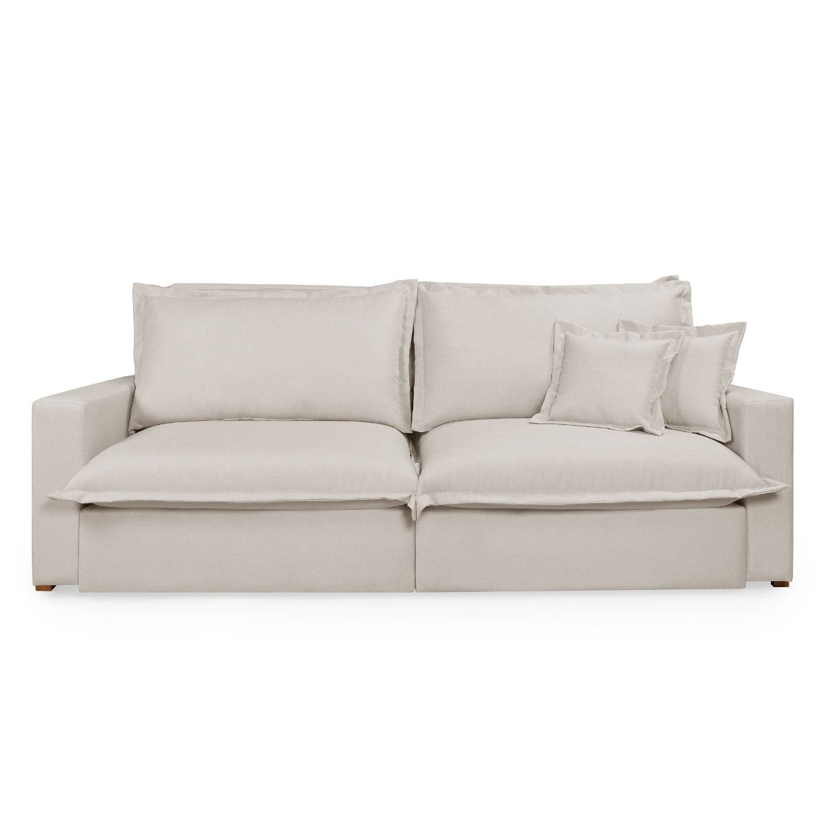 Sofá Retrátil Reclinável Davi Original com Molas Ensacadas Tecido Linho Cru 2,00m | MadeiraMadeira