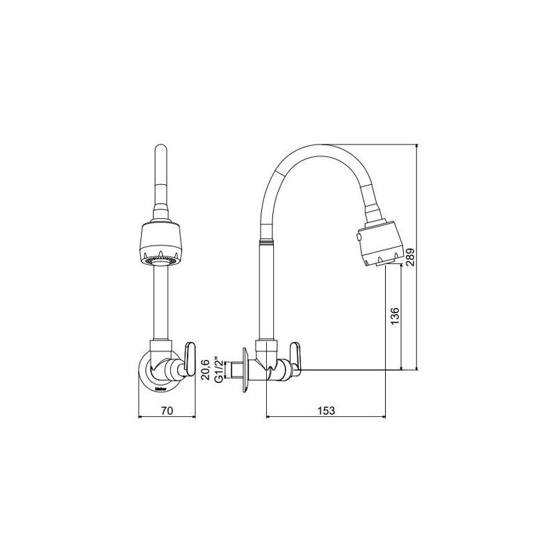 Torneira Cozinha 1187 C 18 Uni Gourmet Parede Meber | MadeiraMadeira