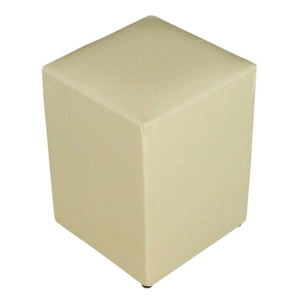 Mini Puff Pop Quadrado em Couro Sintético Marfim | MadeiraMadeira
