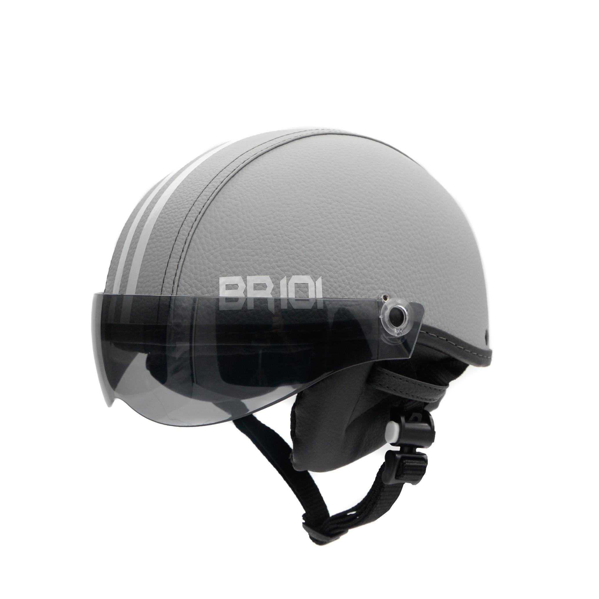 Capacete Coquinho Scooter Elétrica Bike Cinza Viseira | MadeiraMadeira