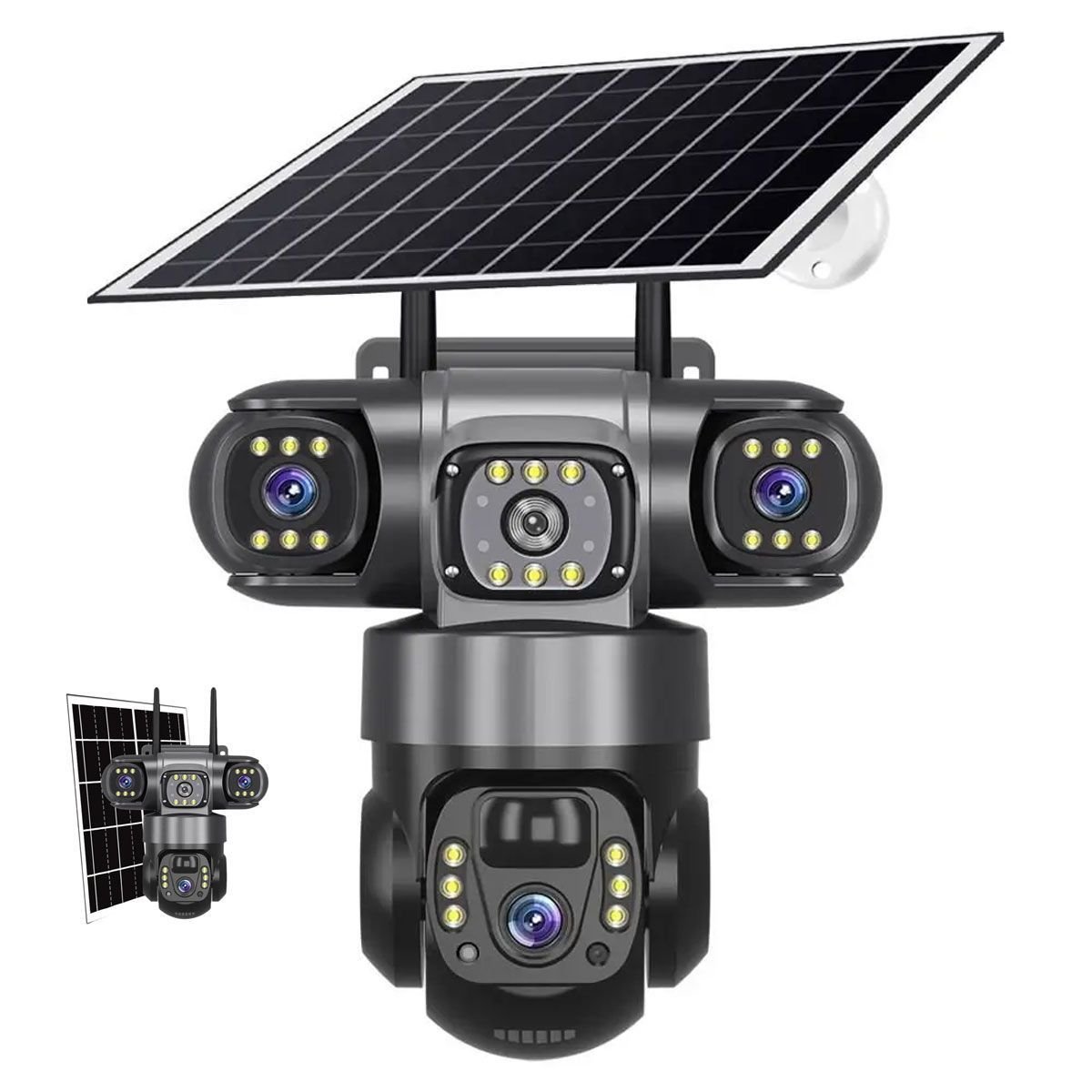 Camera de Segurança Placa Solar 360 Graus Dual Lente Hd Wifi App Sensor ...