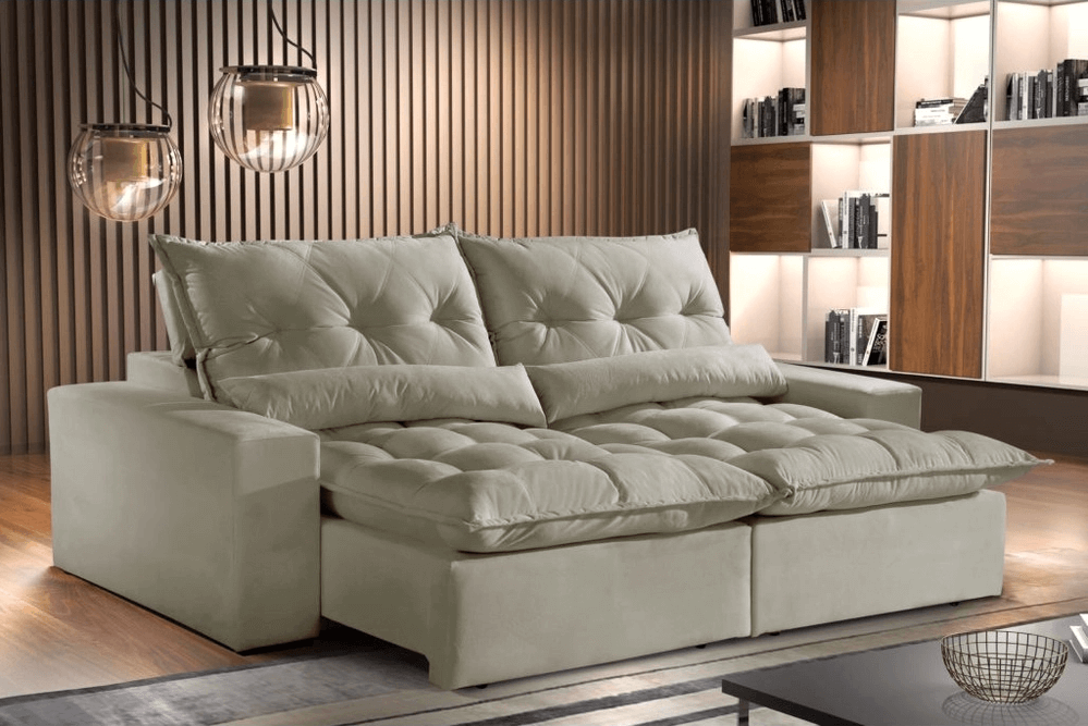 Sofá Retrátil 3 Lugares Avalon 2 Módulos X 80cm - Bege | MadeiraMadeira
