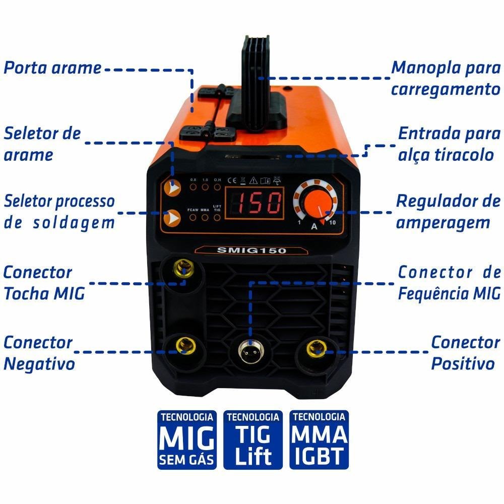 Inversora de Solda 150a Tig/mig - Smig150 Intech Machine | MadeiraMadeira