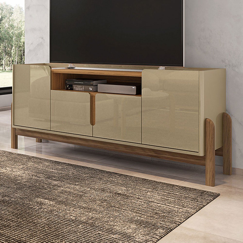 Rack para TV Até 60 Polegadas Lizz 4 Portas Champagne/Cedro - Casa D ...
