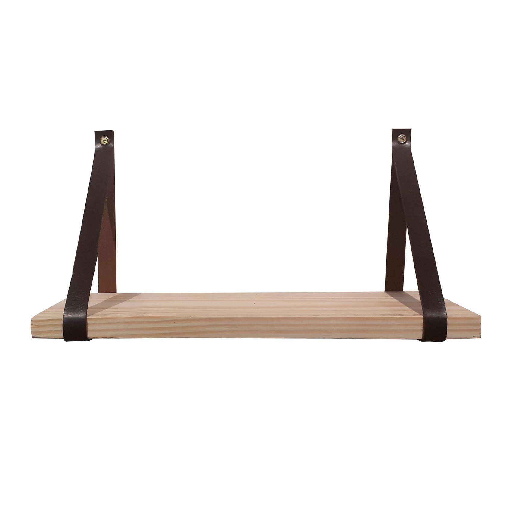 Prateleira de Madeira Maciça Pinus 60x15cm com alça Marrom para ...