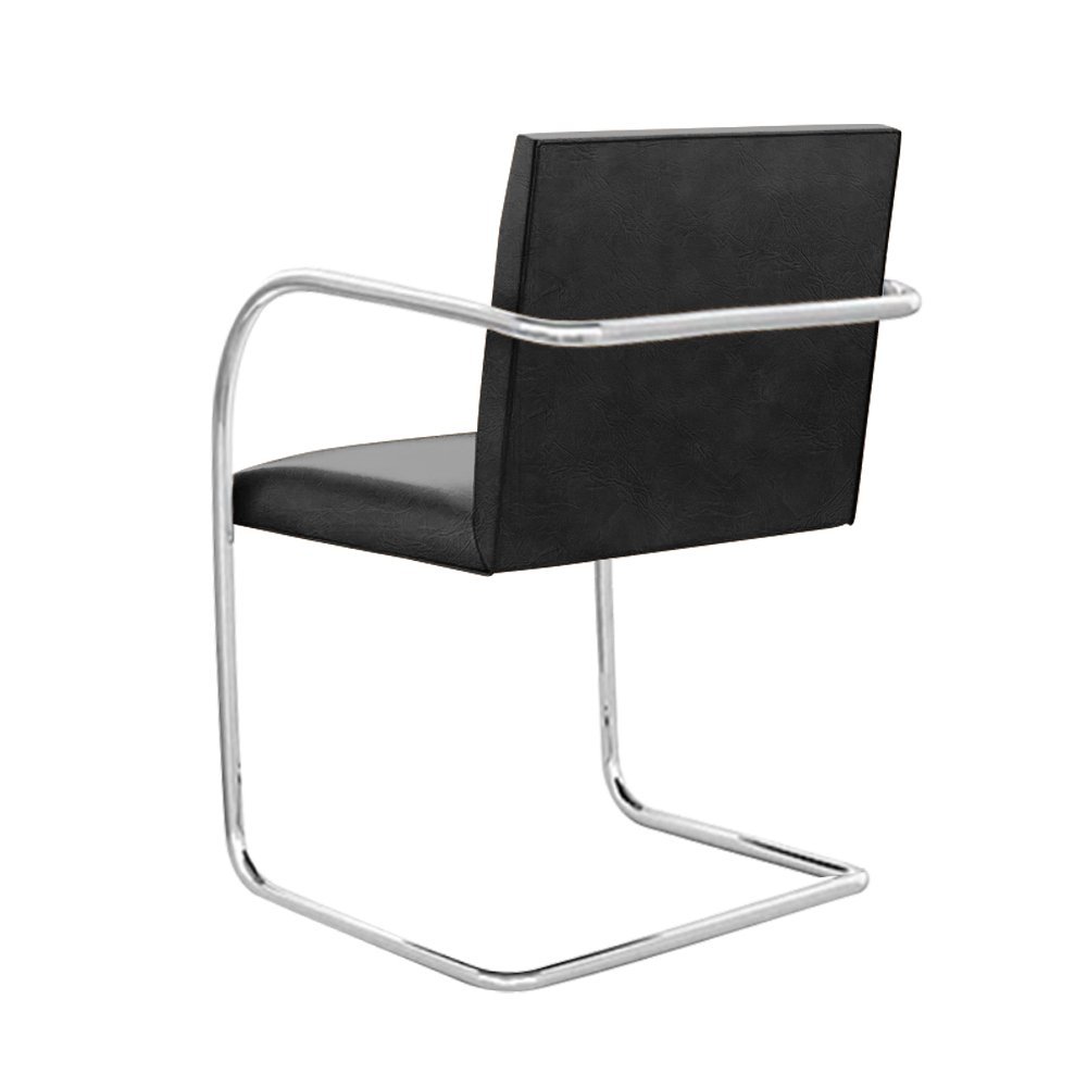Cadeira Brno Couro Natural Preto Tubular Cromada | MadeiraMadeira