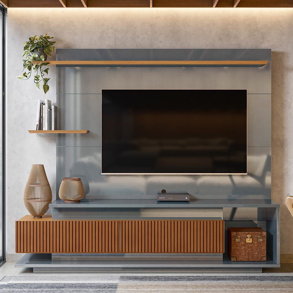 Estante Home Theater Istambul Para Tv Até 65 Polegadas Cinza Perolizado ...