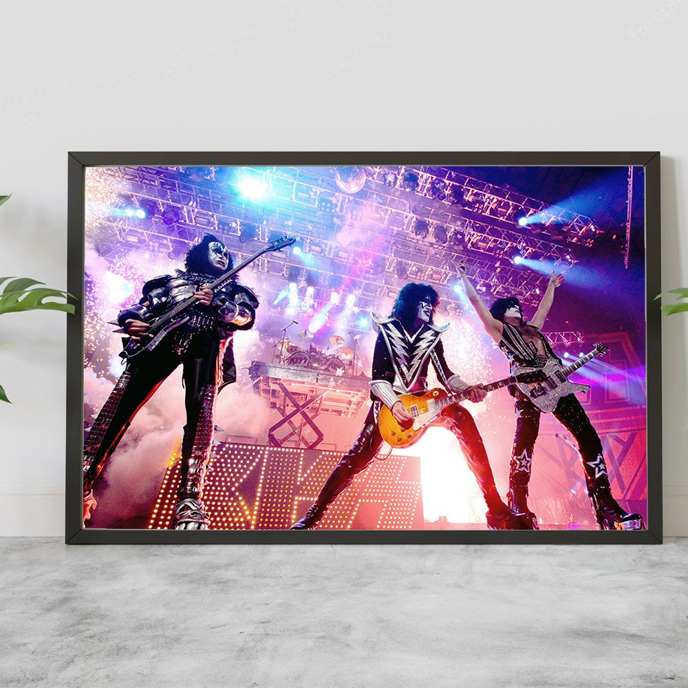 Quadro Banda Kiss Integrantes Show Rock Pronta Entrega A4 | MadeiraMadeira