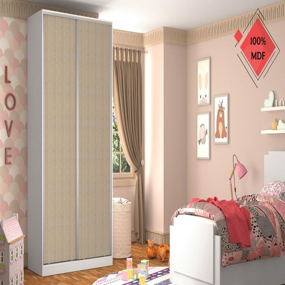 Guarda Roupa Closet Compact 2 Portas Nova Mobile Branco E Noce ...