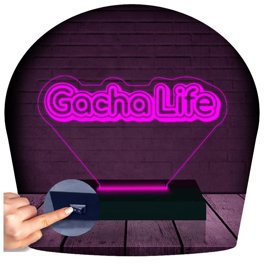 Luminária Led 3d Gacha Life Game Abajur - Rosa | MadeiraMadeira