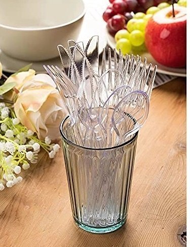 150 Talheres Plástico Cristal - Resistente Reforçado Talher Descartável ...