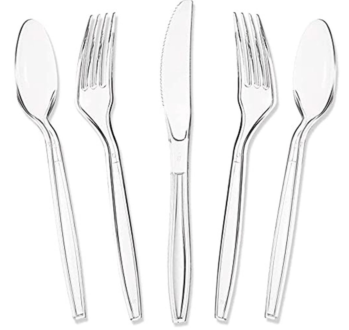 150 Talheres Plástico Cristal - Resistente Reforçado Talher Descartável ...