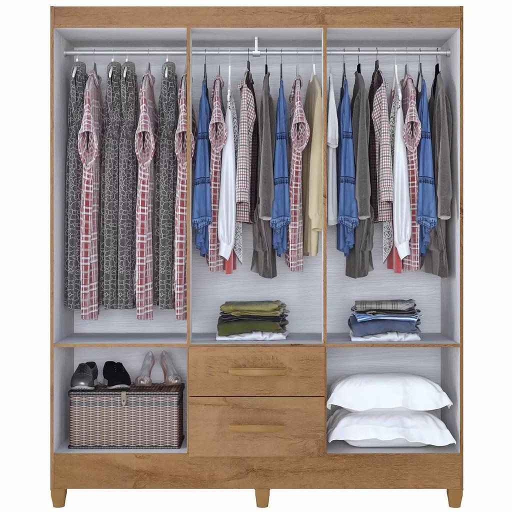 ROUPEIRO ATUALLE REAL 6P 2G C/ ESPELHO CANELATO RUST NATURA OFF WHITE ...