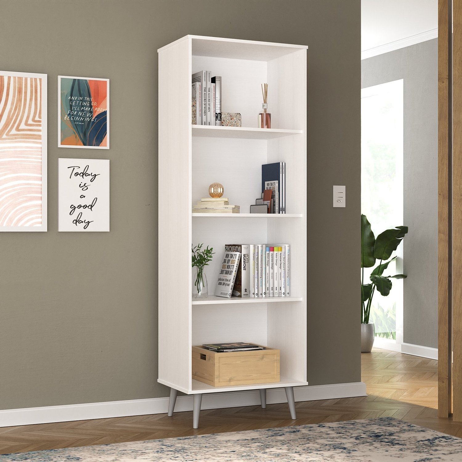 Estante Livreiro 4 Nichos Hecol Móveis | MadeiraMadeira