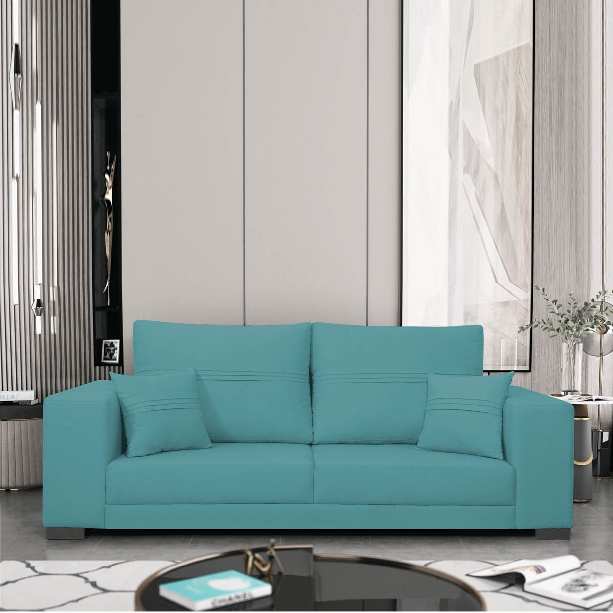 Sofá 2 Lugares Madri Suede - Amarena Móveis Sofá 2 Lugares Sofás Azul ...