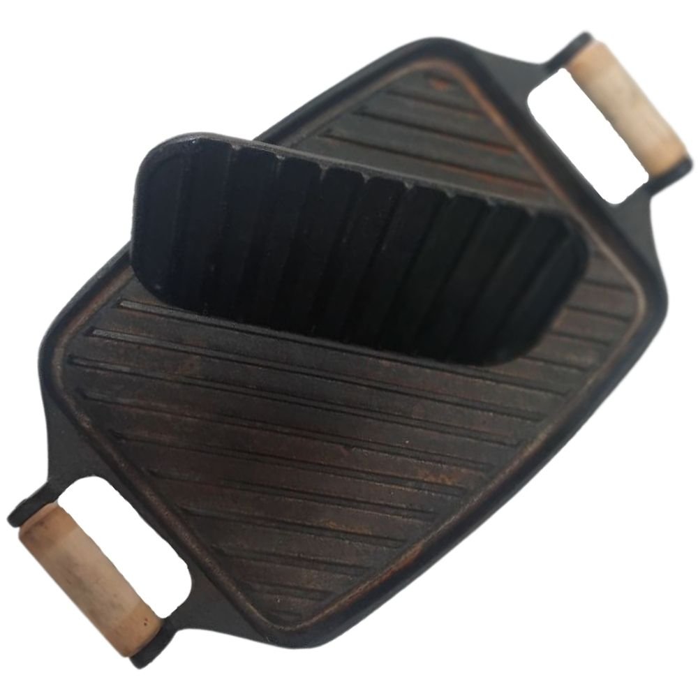 Chapa Grill Para Hambúrguer Frango Ferro Fundido 24x30 CM | MadeiraMadeira