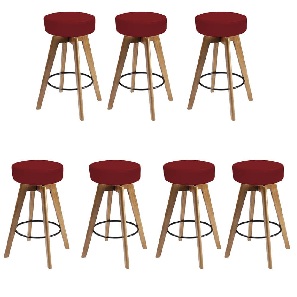 Kit 07 Banqueta Alta Redonda Giratória Elsa Madeira Balcão Bistrô ...