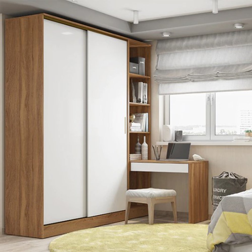 Guarda Roupa Armário Modulado 2 Portas de Correr + Mesa Escrivaninha ...