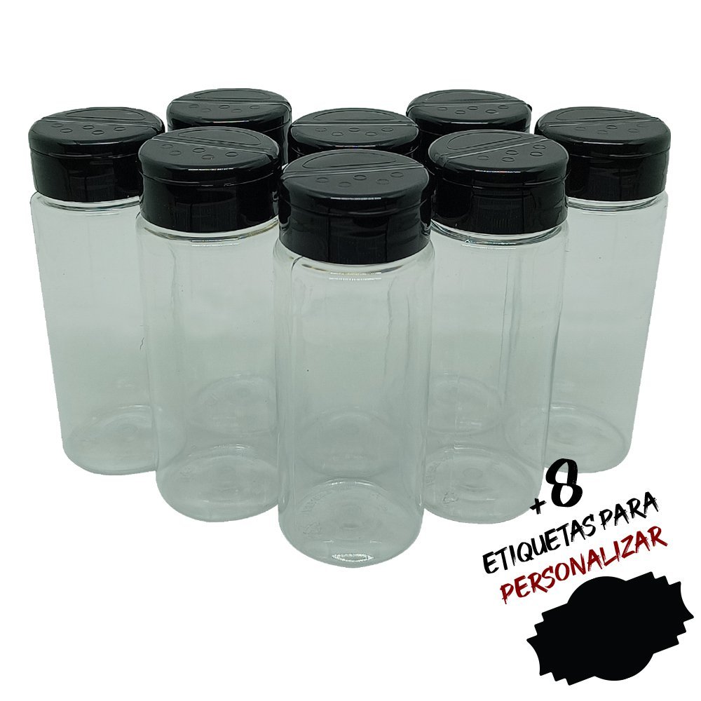 Pote Tempero Kit 8 Pote Tampa Dosadora Dupla Mantimento 140 Arte ...