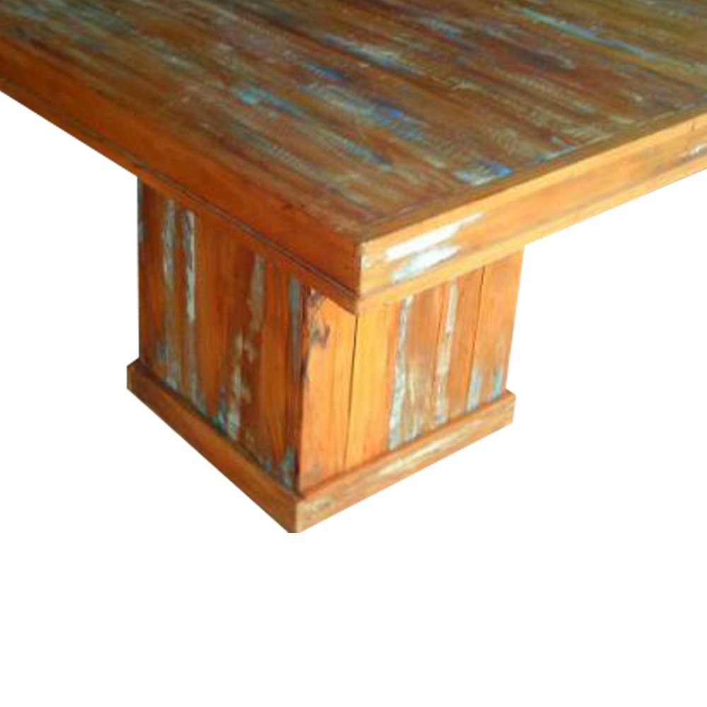 Mesa de Jantar Rústica 2,5m Retangular em Madeira Maciça com Duas Bases ...