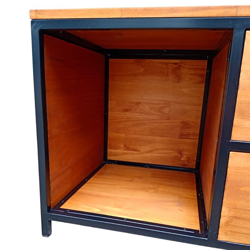 Rack Modelo Industrial C/ Duas Gavetas e Dois Nichos - Metalon em Preto ...