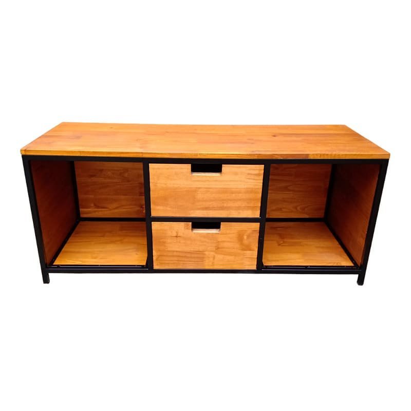 Rack Modelo Industrial C/ Duas Gavetas e Dois Nichos - Metalon em Preto ...